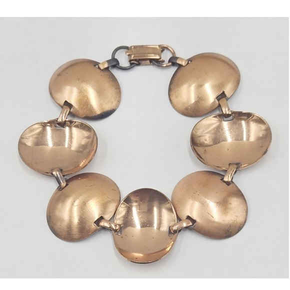 Unsigned | Jewelry | Vintage Copper Modernist Bracelet Concave Convex ...